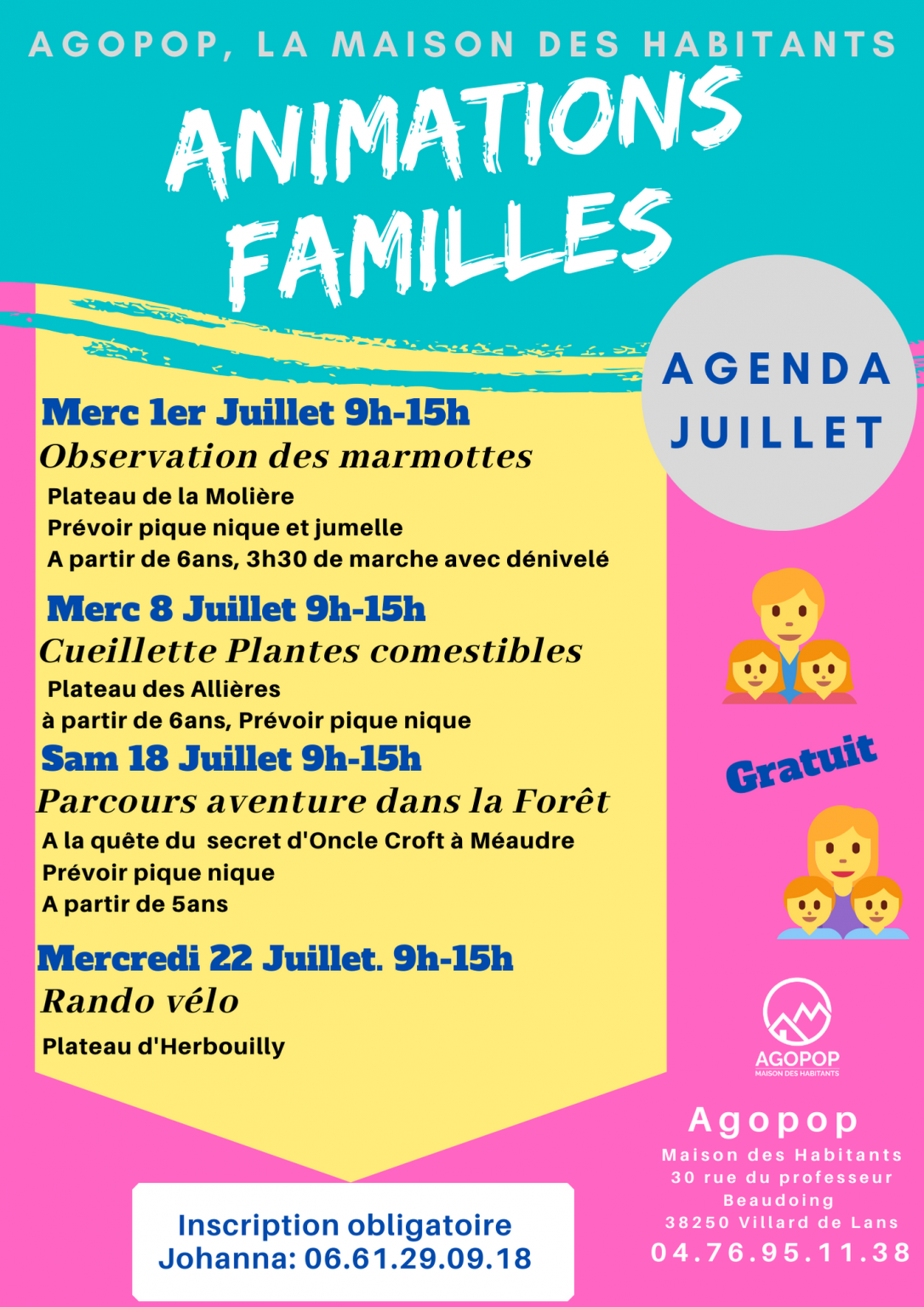 Animations Familles : le programme du mois de juillet - Agopop