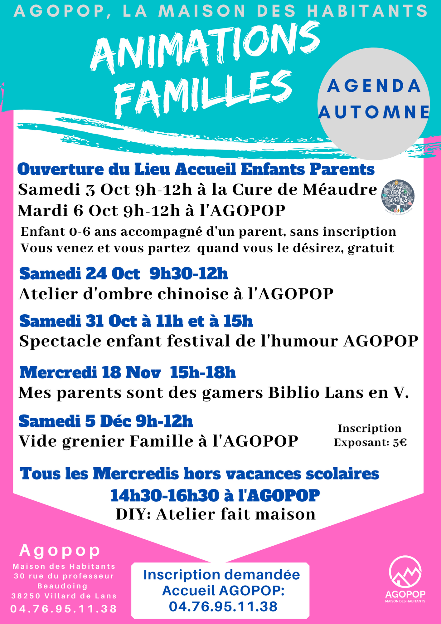 Animations famille : le programme de l'automne - Agopop